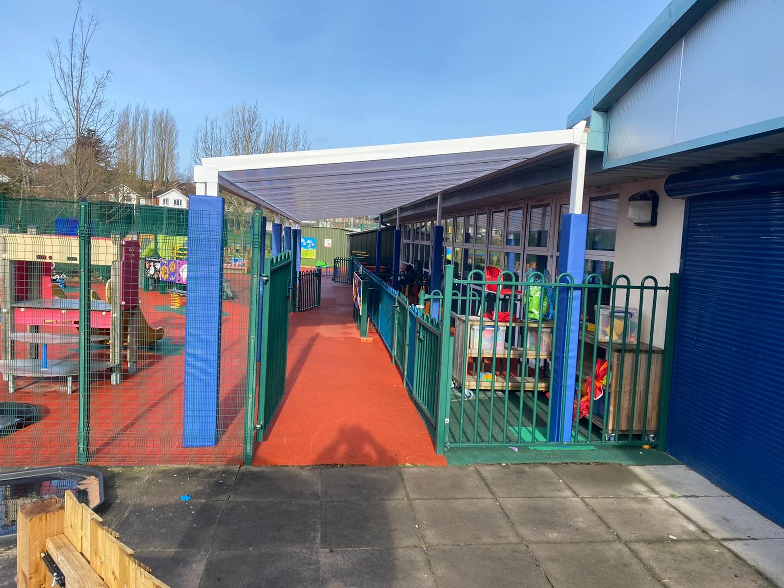The Brier School | Wall Mounted Canopy | School Canopy - Able Canopies Ltd.