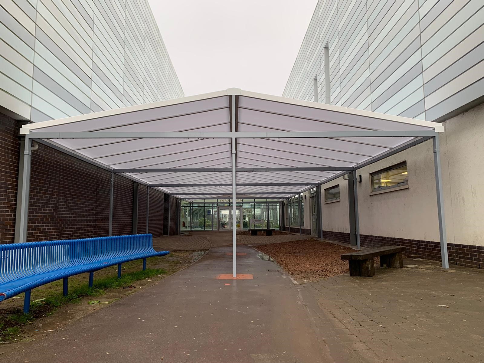 Swindon Academy | School Canopy | Wall Mounted Canopies | Able Canopies Ltd