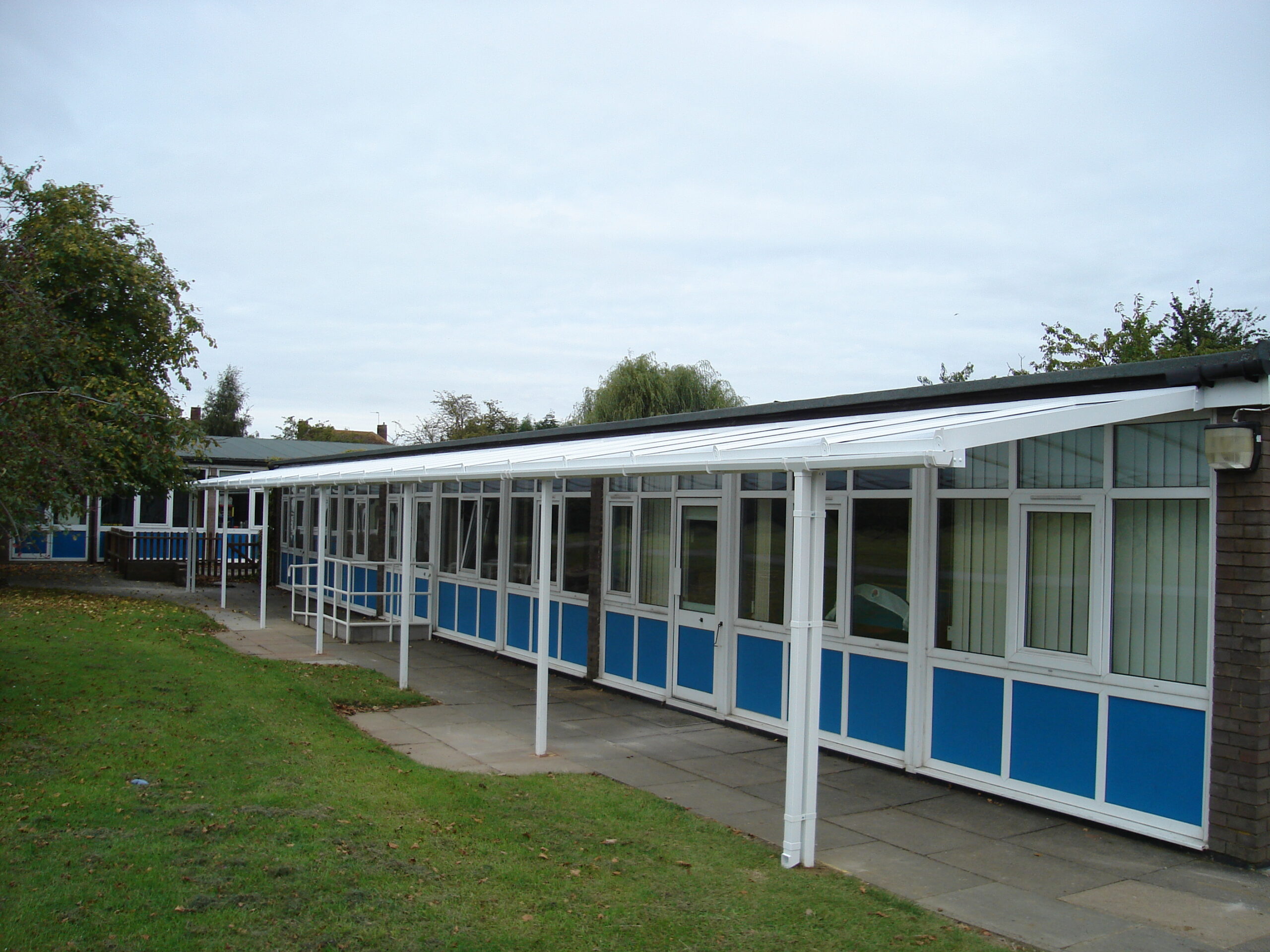Broughton Infants School, Wall Mounted Canopie - Able Canopies