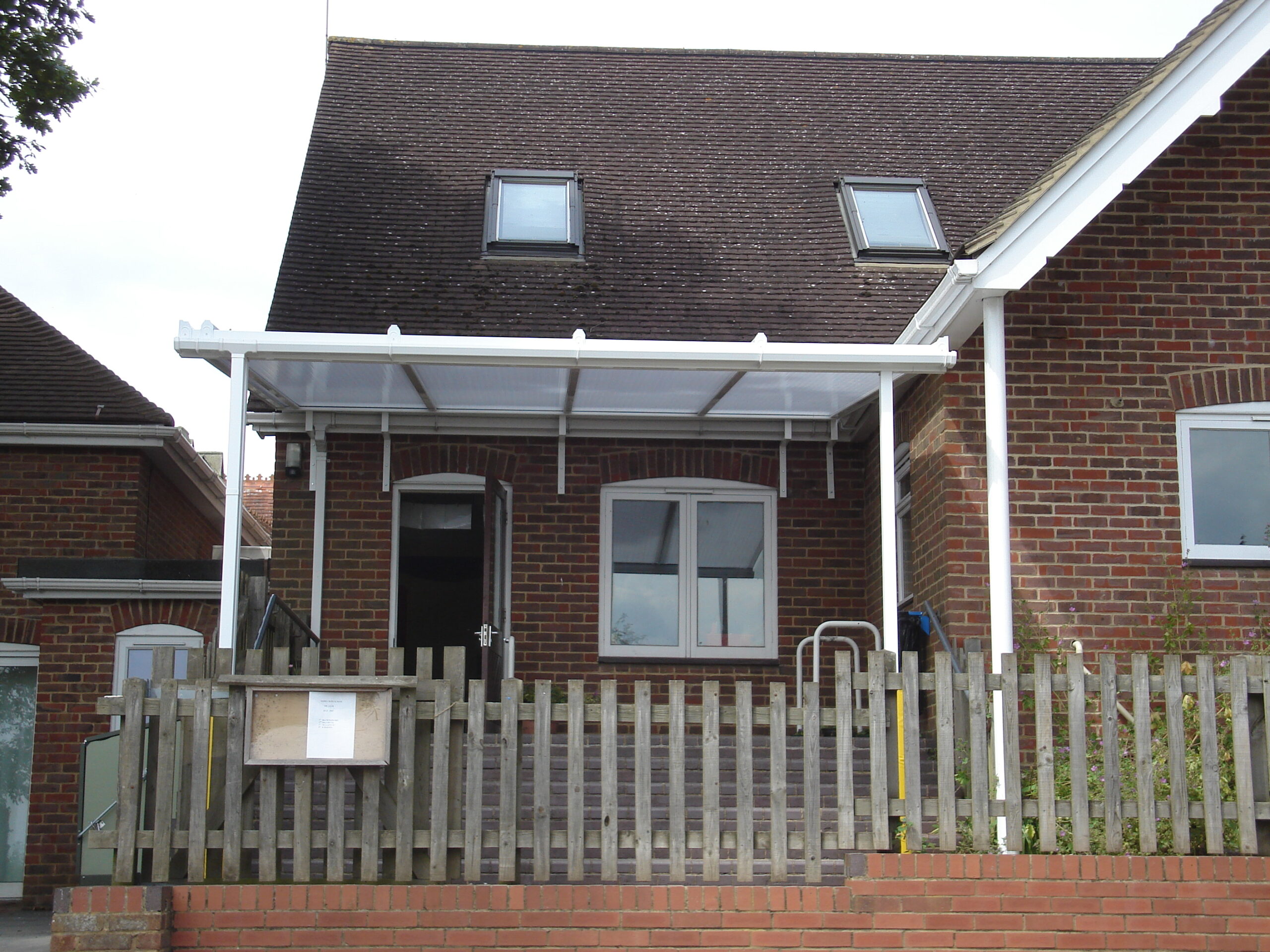 Mark Cross C of E Primary School - Wall Mounted Canopy - Able Canopies