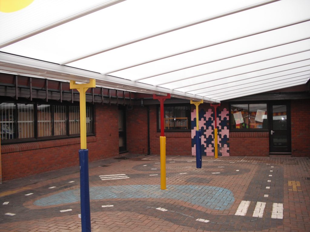 North Walsall Primary School, Walsall - Wall Mounted Canopy - Able Canopies North Walsall Primary School, Walsall - Wall Mounted Canopy - Able Canopies