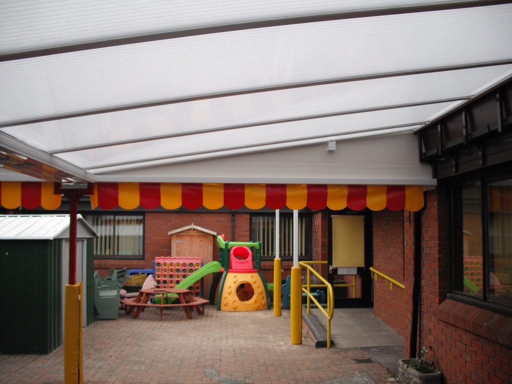 North Walsall Primary School, Walsall - Wall Mounted Canopy - Able Canopies North Walsall Primary School, Walsall - Wall Mounted Canopy - Able Canopies