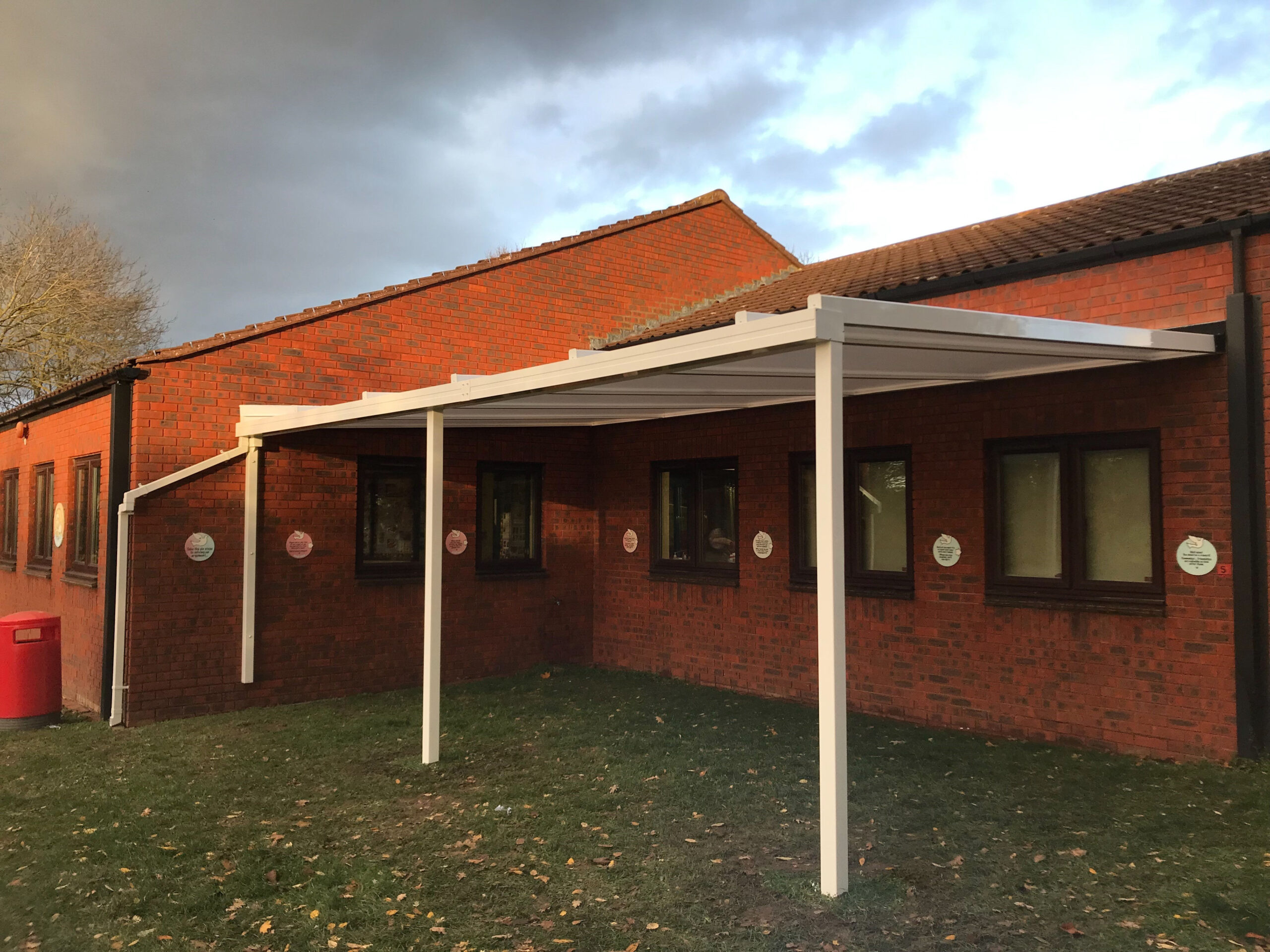 Bradwell Village School, Wall Mounted Canopy - Able Canopies Ltd