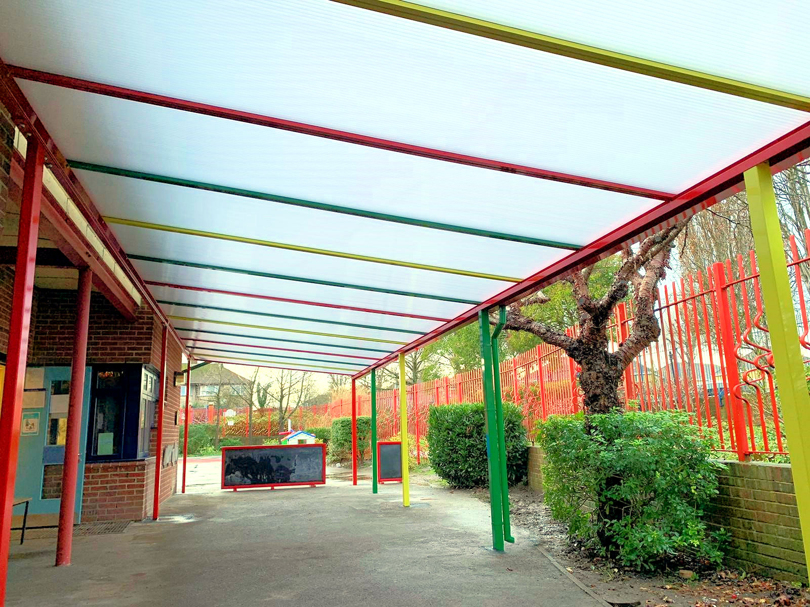Clore Tikva School | Wall Mounted Canopy | School Canopy | Able ...