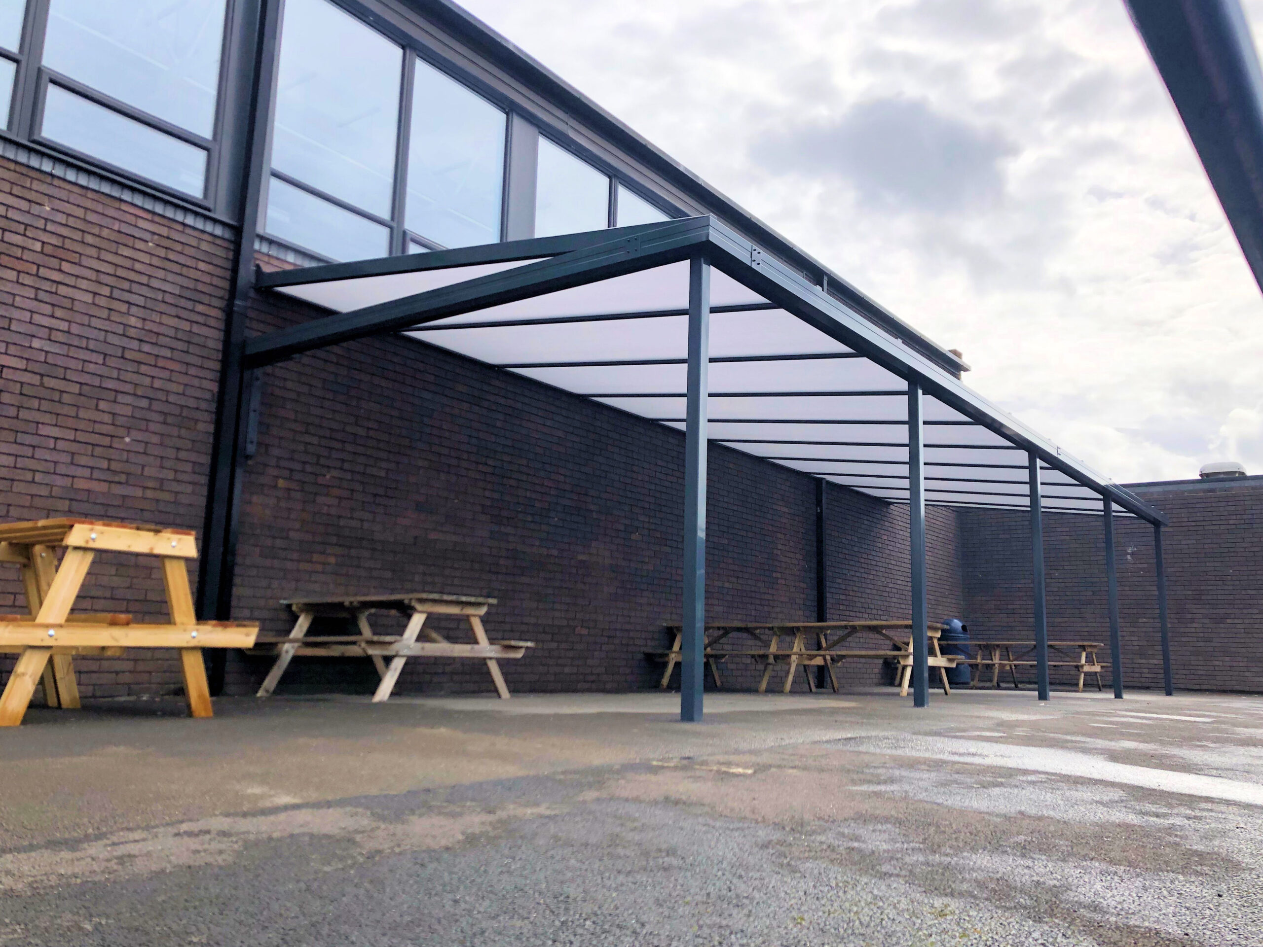 Colne Primet Academy, Wall Mounted Canopy - Able Canopies Ltd