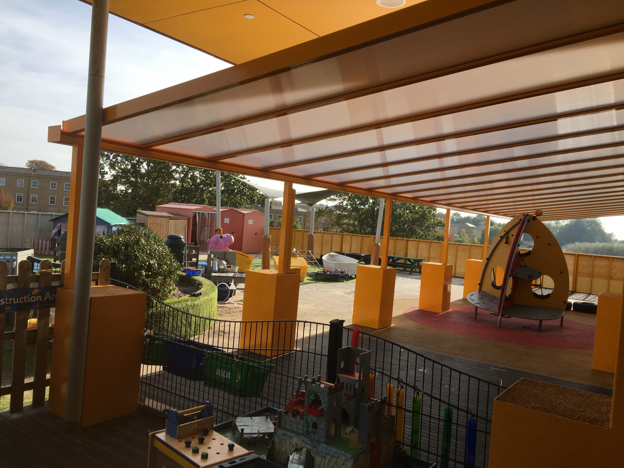 Hinguar Primary School, Wall Mounted Canopy - Able Canopies Ltd