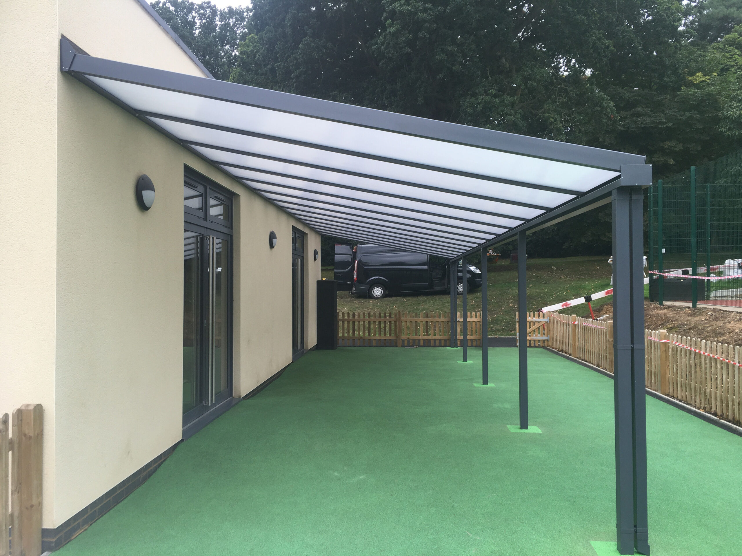 Lockers Park School, Wall Mounted Canopy - Able Canopies Ltd