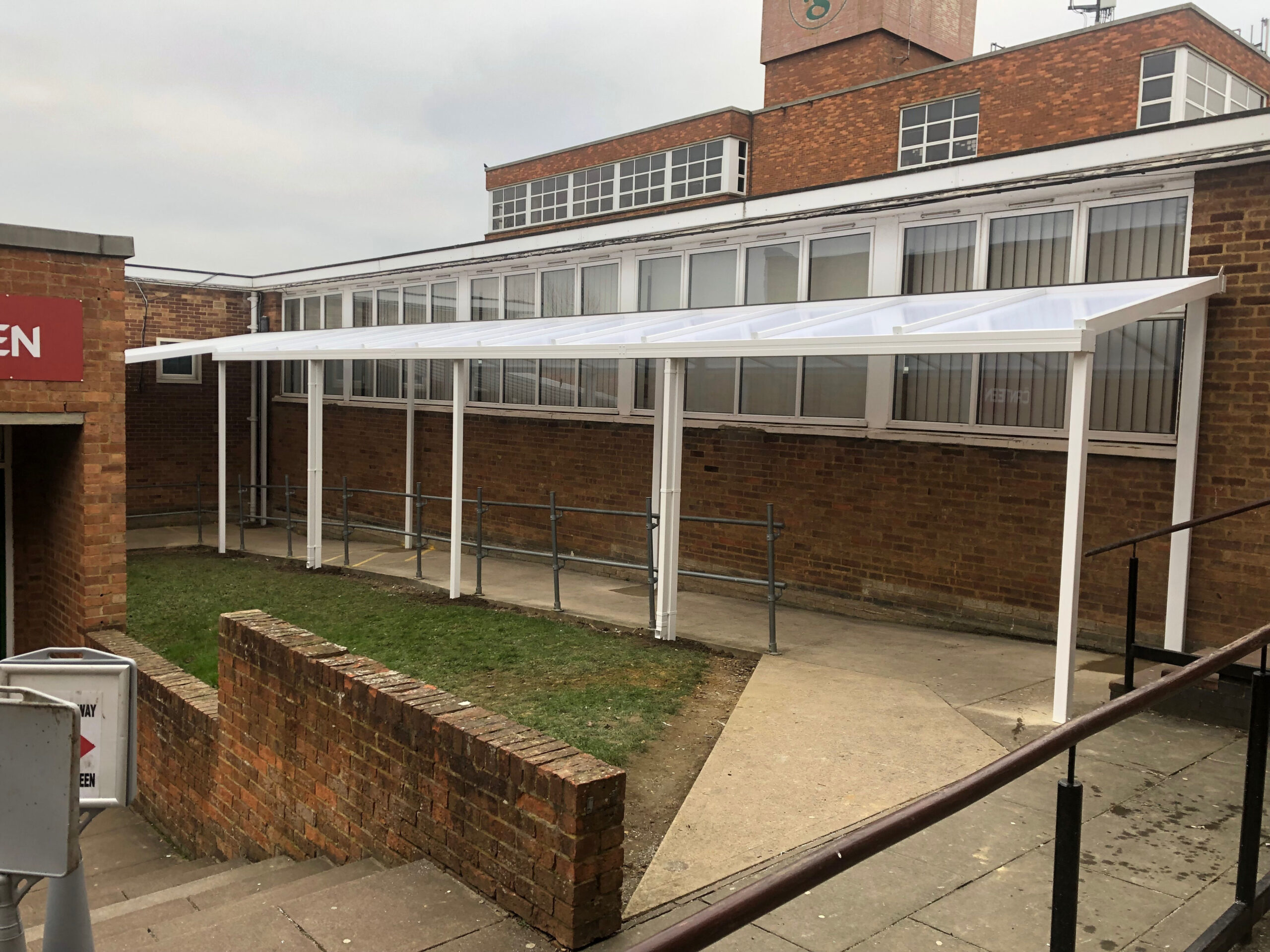 Lord Grey Academy, Wall Mounted Canopy - Able Canopies Ltd