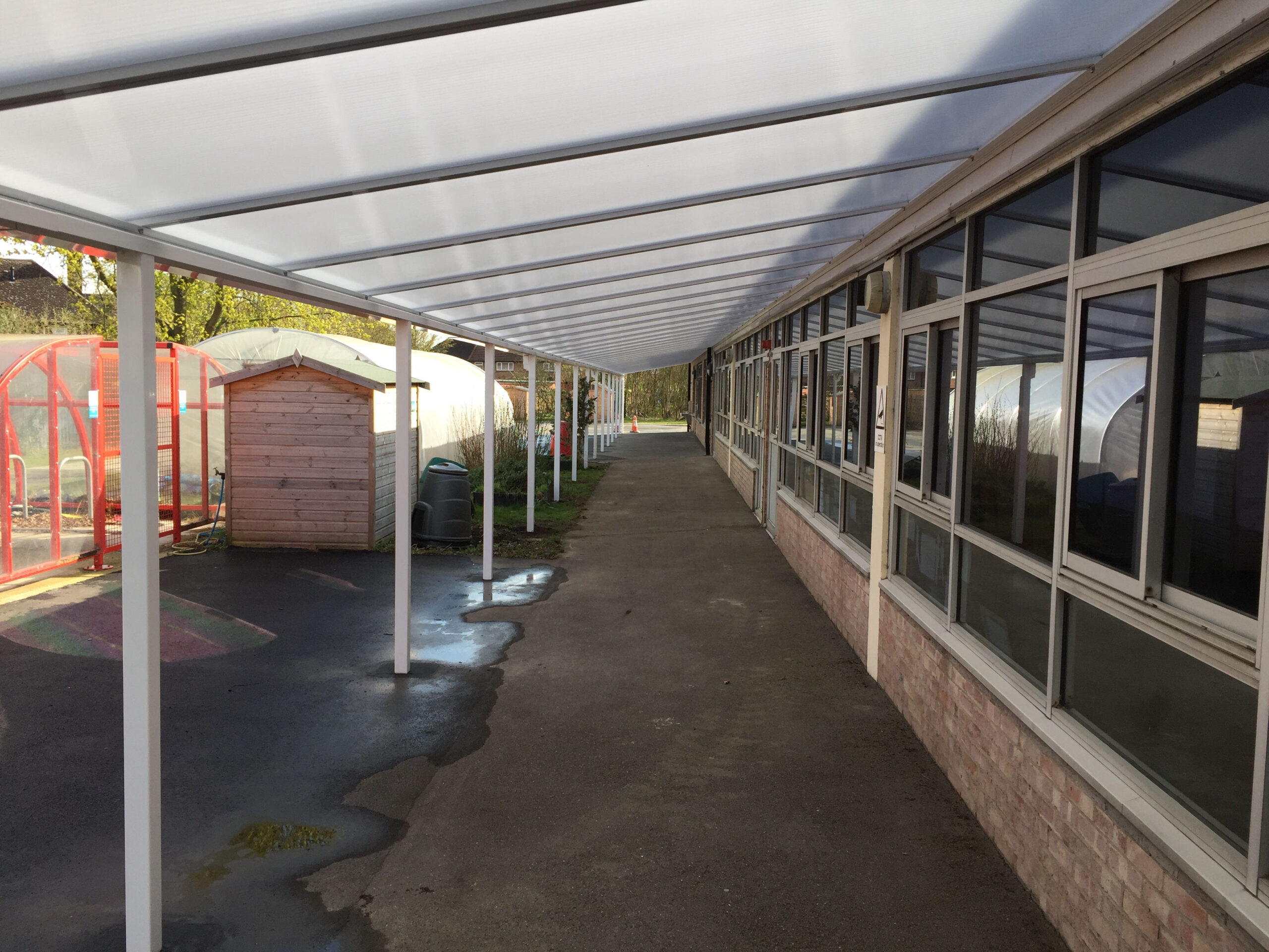 Sparrow Farm Junior School - Second Wall Mounted Canopy - Able Canopies Ltd