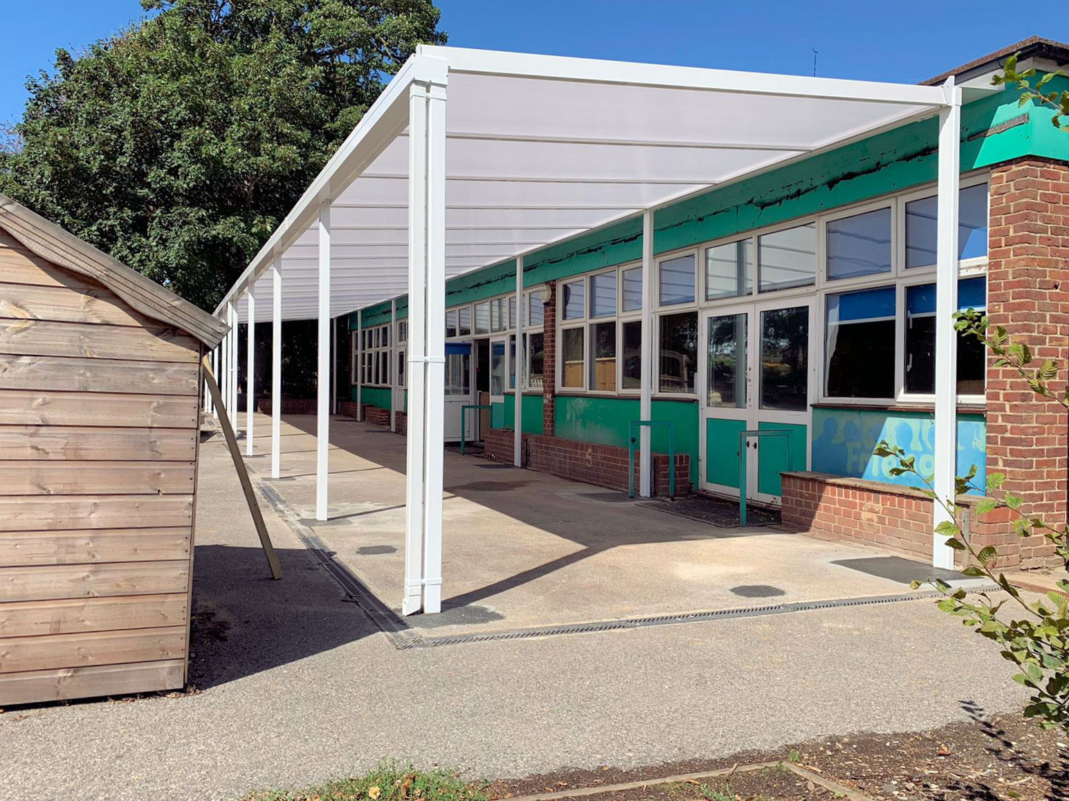 The Oaks Infant School | Wall Mounted Canopy | School Canopy | Able ...
