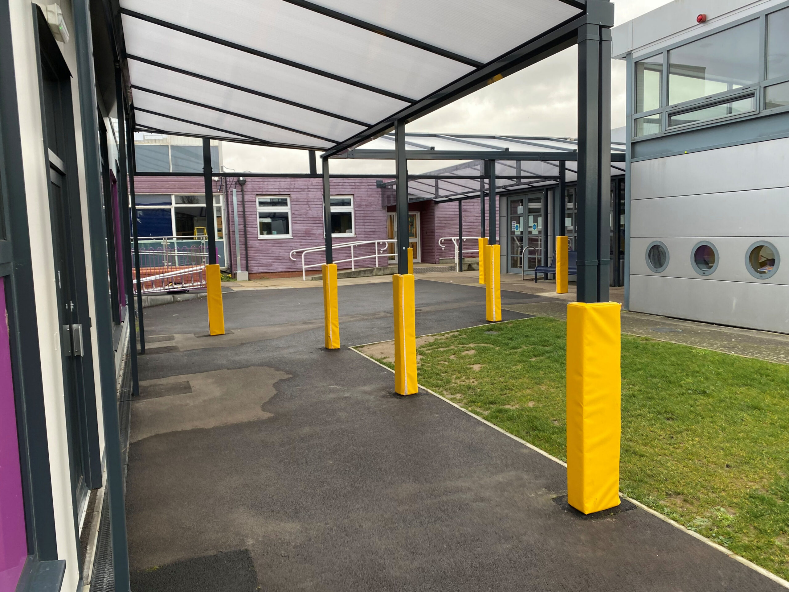 Unity Academy, Wall Mounted Canopies - Able Canopies Ltd