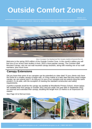 Architect Newsletter: Outside Comfort Zone (Spring 2023) - Able Canopies