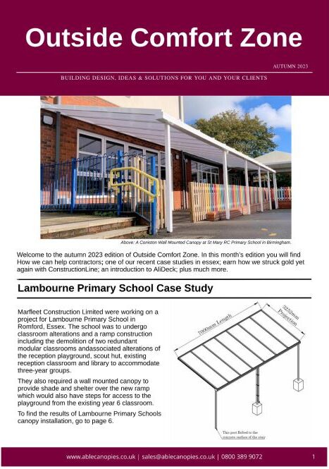 Architect Newsletter: Outside Comfort Zone (Autumn 2023) - Able Canopies