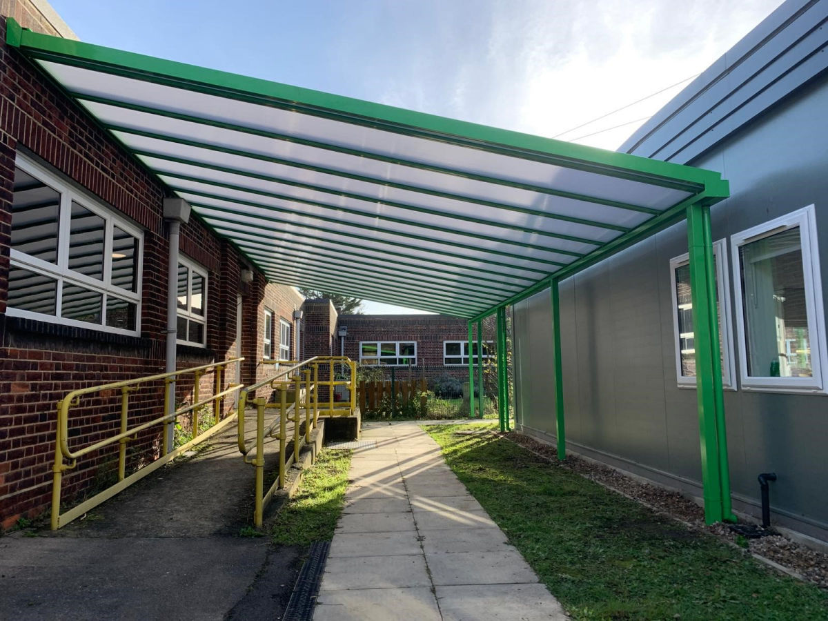 Redbridge Primary School, Wall Mounted Canopy - Able Canopies Ltd